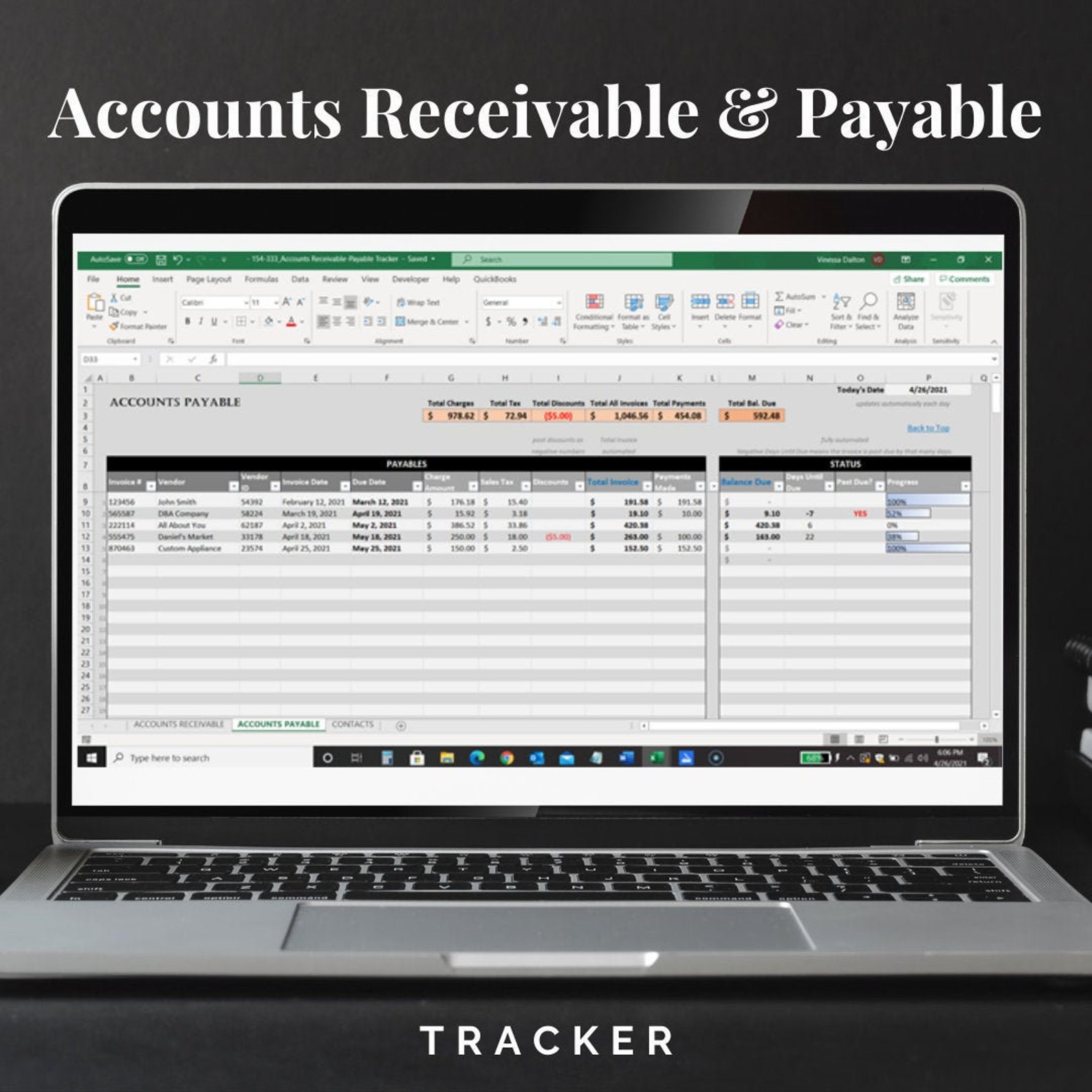 Accounts Receivable & Accounts Payable Tracker - Excel Template ...