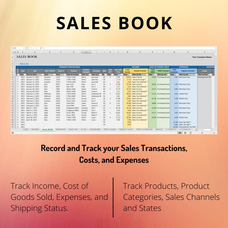 Ultimate Inventory & Sales Tracker - Bookkeeping for Sales - All in One ...