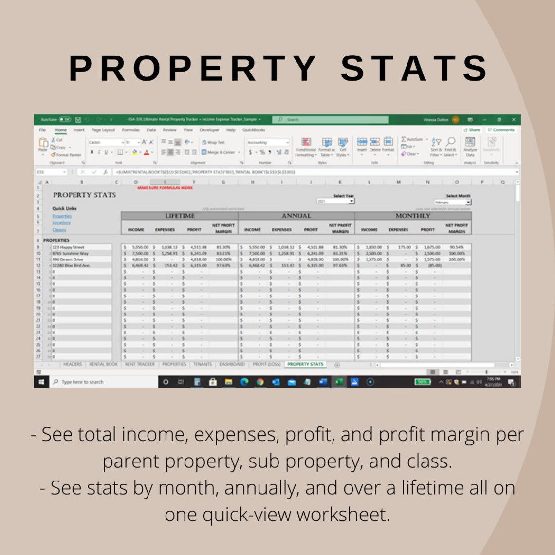 Multi-dwelling Rental Property Tracker Complete Income & Expense ...