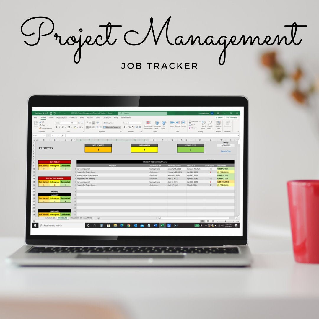 Project Management - Team Job Tracker - Team to Do List - Excel ...