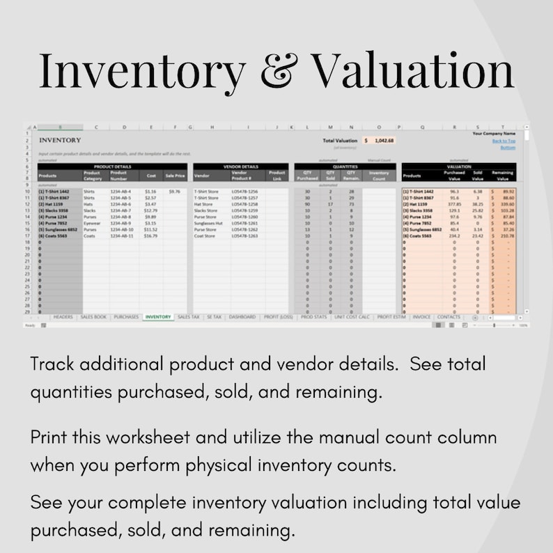 Impressive Inventory Valuator & Sales Tracker Excel Template Instant ...