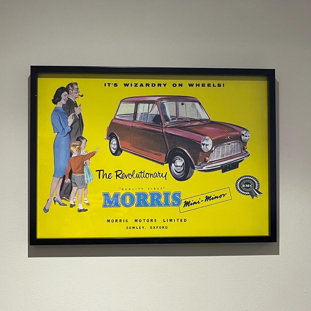 Classic BMC Mini Austin Morris Cooper Mk1 Garage Wall Art British Motor ...