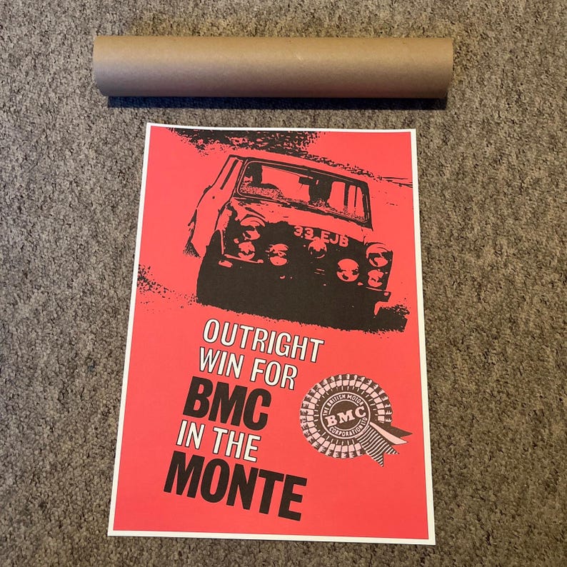 Classic BMC Mini Austin Morris Cooper S Mk1 Garage Wall Art Outright ...