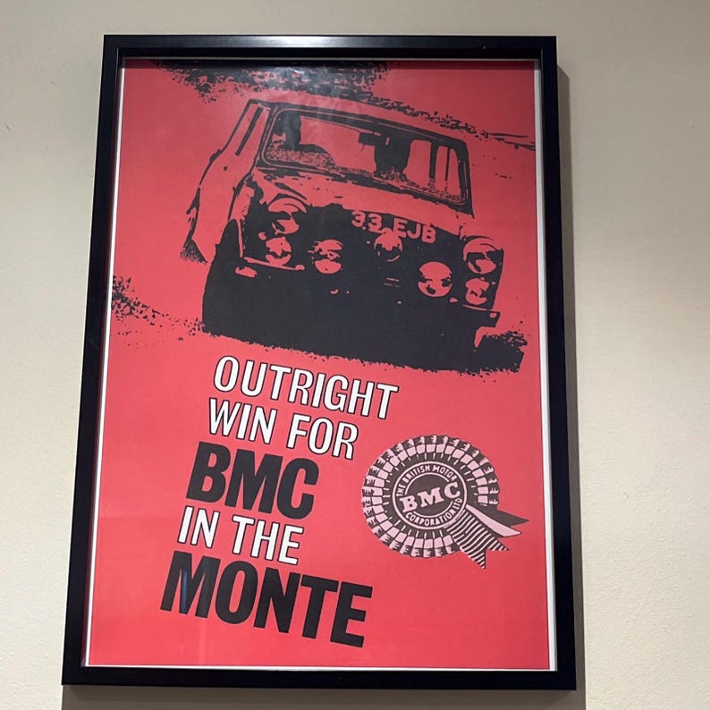 Classic BMC Mini Austin Morris Cooper S Mk1 Garage Wall Art Outright ...