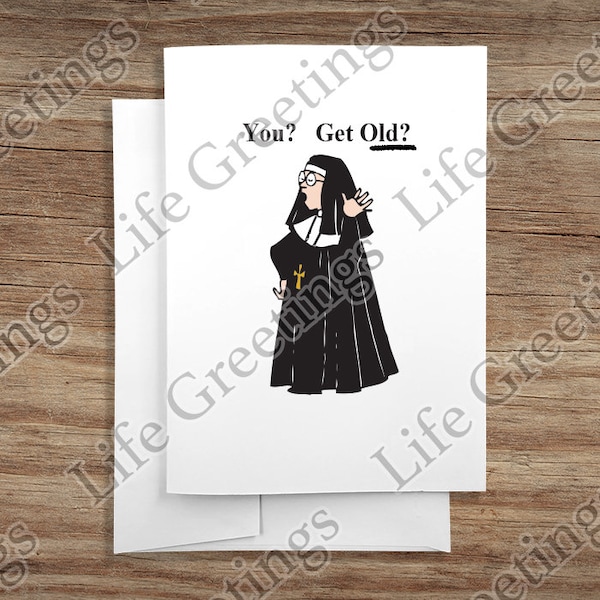 Nun Funny Birthday Card - Etsy