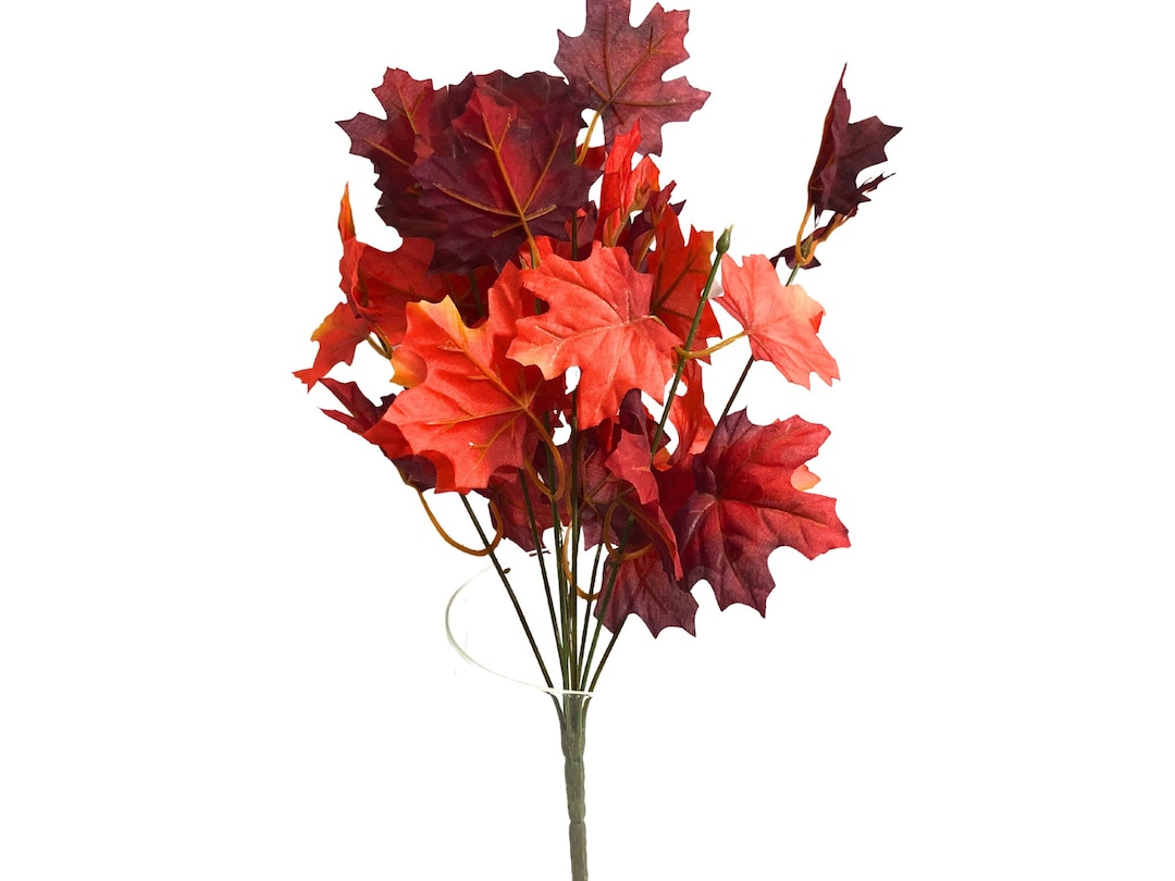18 Fall Leaves Bush, Shades of Red Maple Leaves, Floral Arrangements, Wreath Making, Centerpiece ...