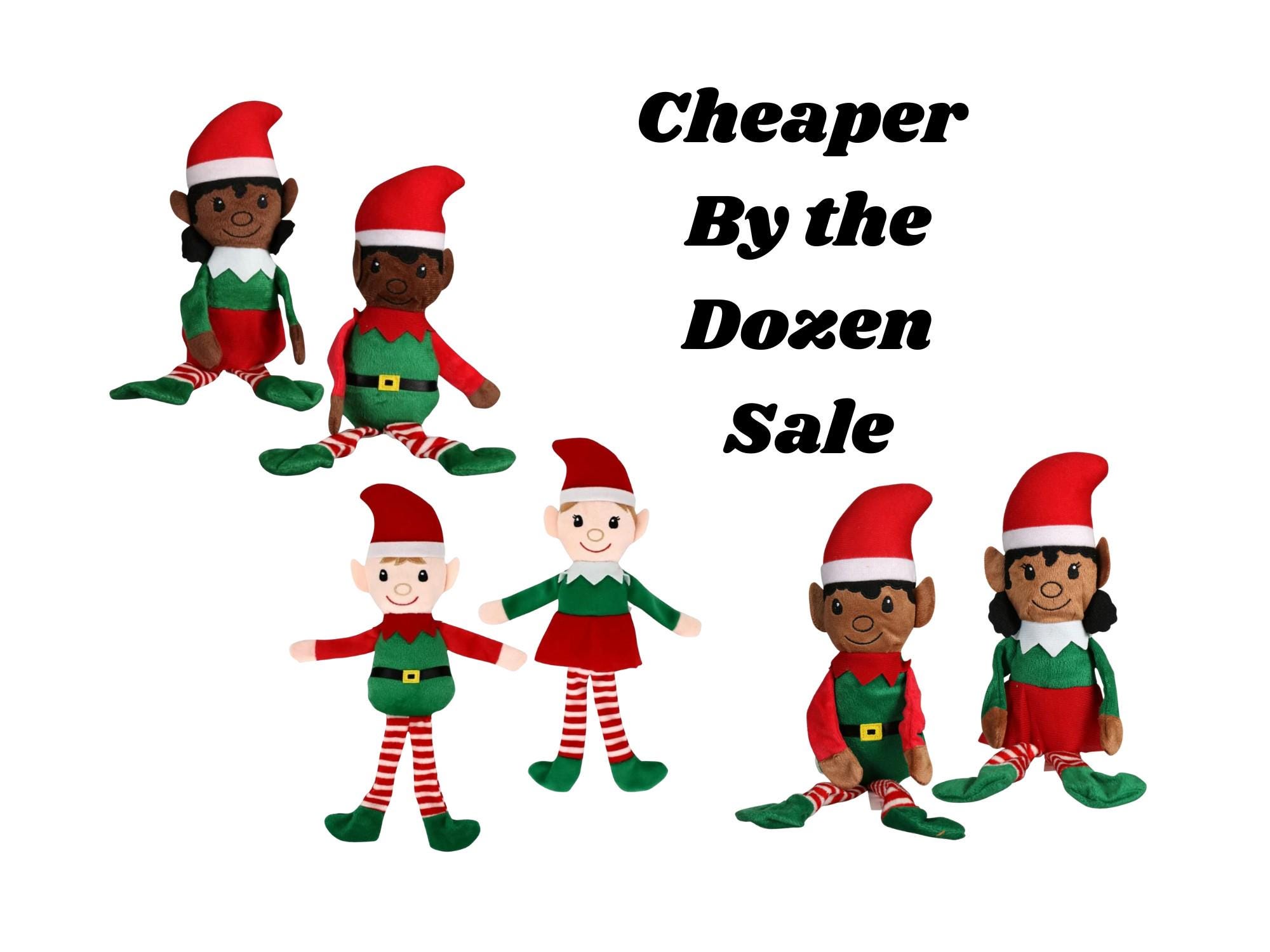 Set of Plush Christmas Elves, African American Elf, Boy and Girl Elf ...