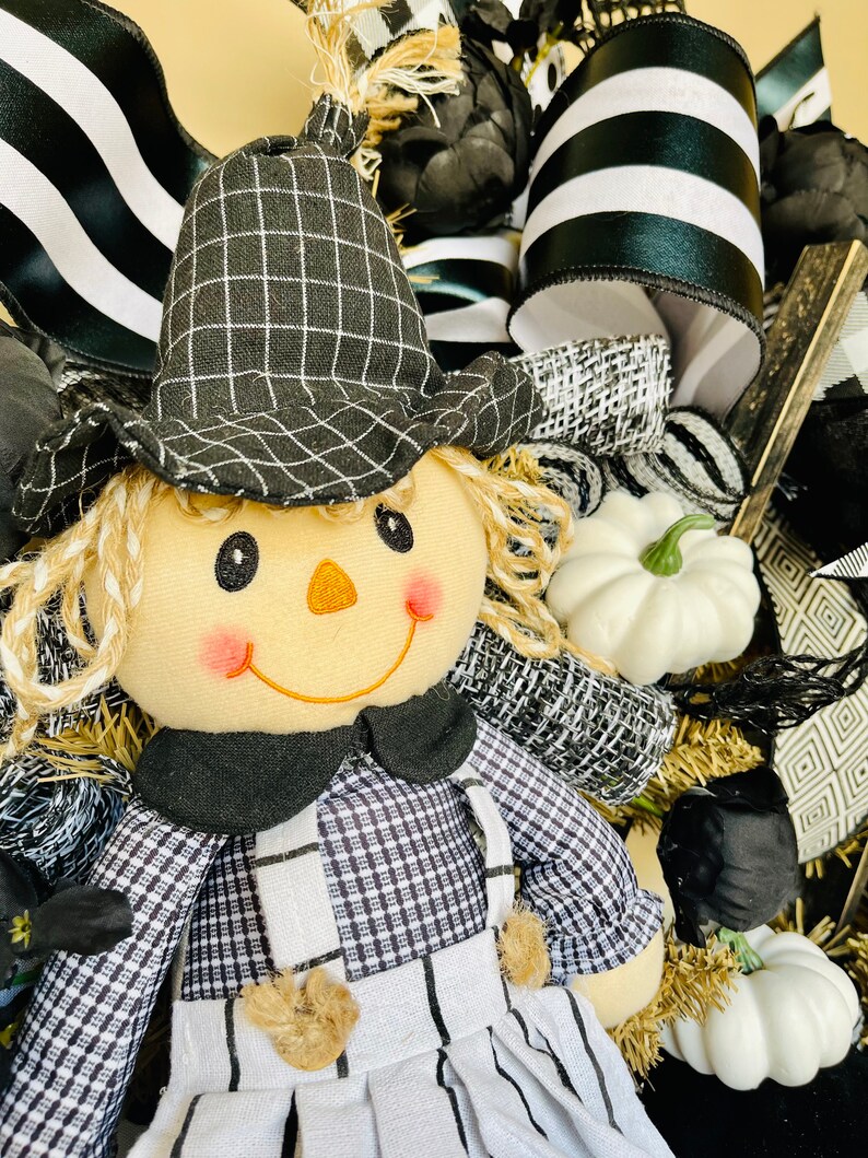 Black Fall Wreath Black and White Wreath Fall Decorations | Etsy