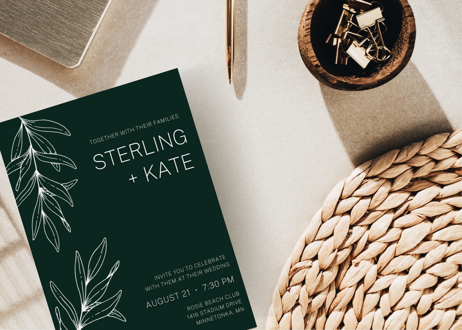 Dark Green Wedding Invitation Suite | Modern Boho Wedding Invite ...