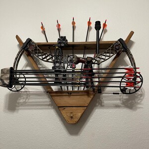 Rustic Reclaimed Wood Bow & Arrow Display Rack, Mancave Cabin Display ...