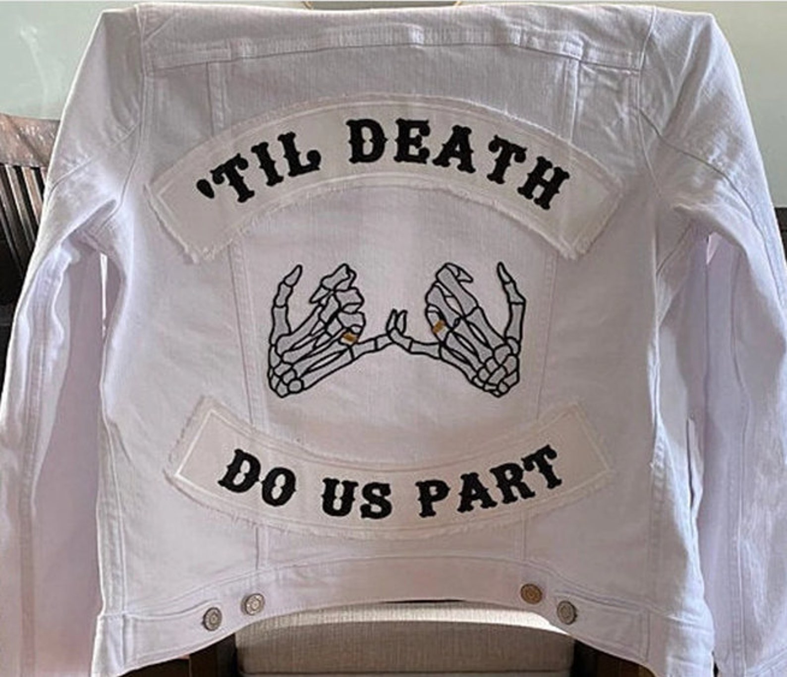 Customizable 'til Death Do Us Part Distressed Jean Jacket, Wedding ...