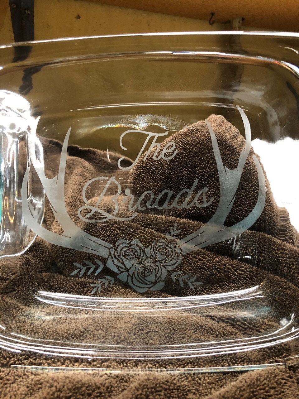 Custom Etched Pyrex Dish With Lid, Wedding Gifts, Clear, Glass Pyrex ...