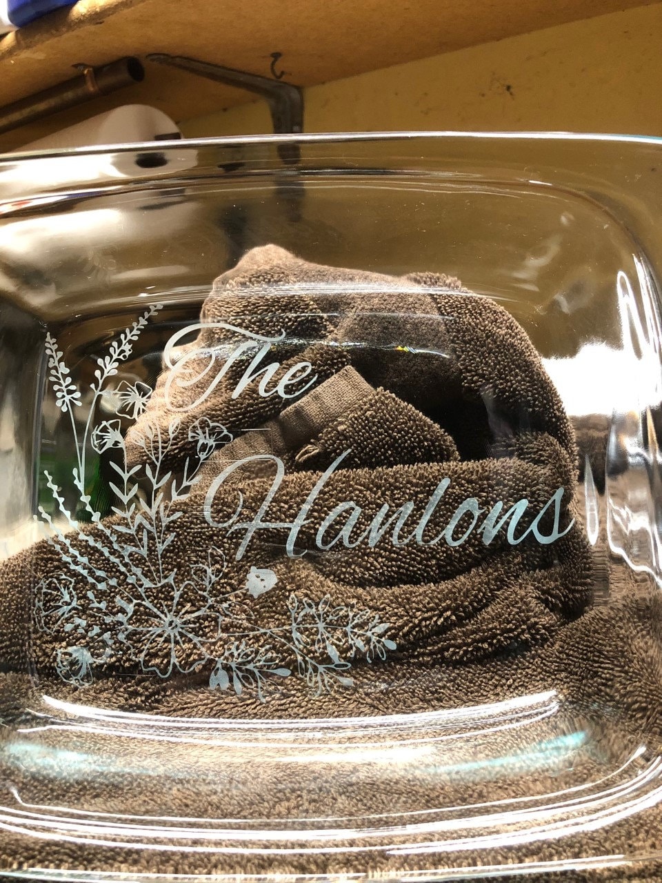 Custom Etched Pyrex Dish With Lid, Wedding Gifts, Clear, Glass Pyrex ...