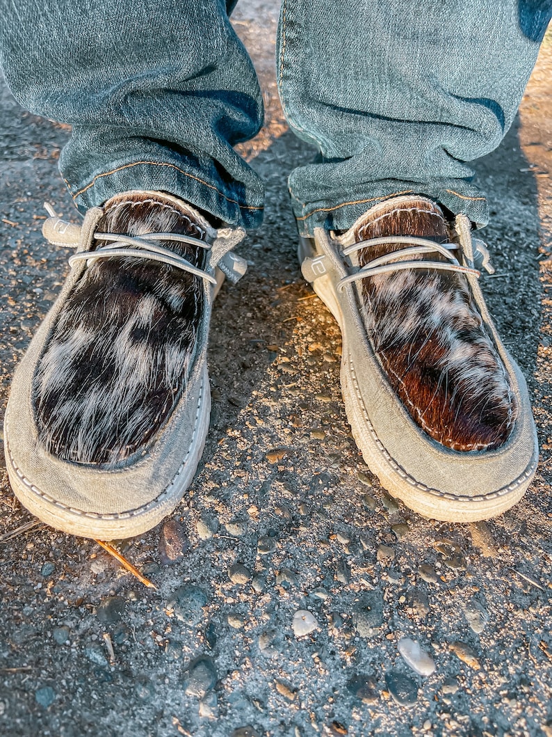 Custom Cowhide MEN'S Hey Dude Shoes - Etsy