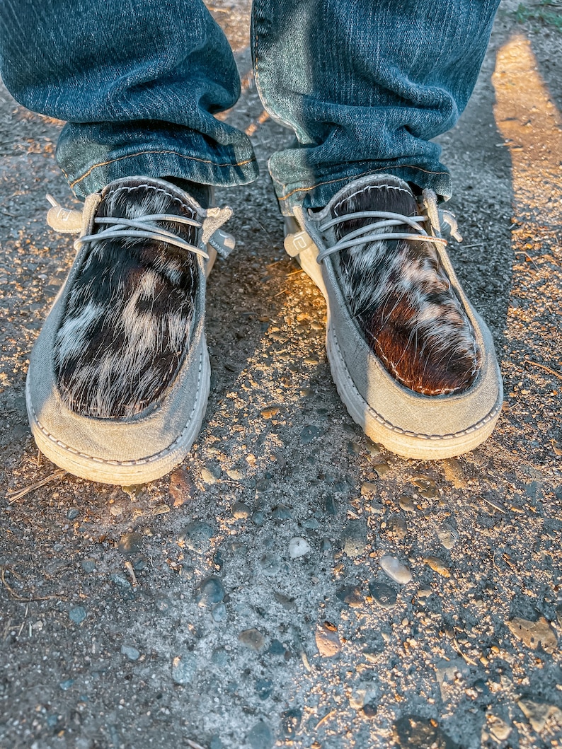 Custom Cowhide MEN'S Hey Dude Shoes - Etsy