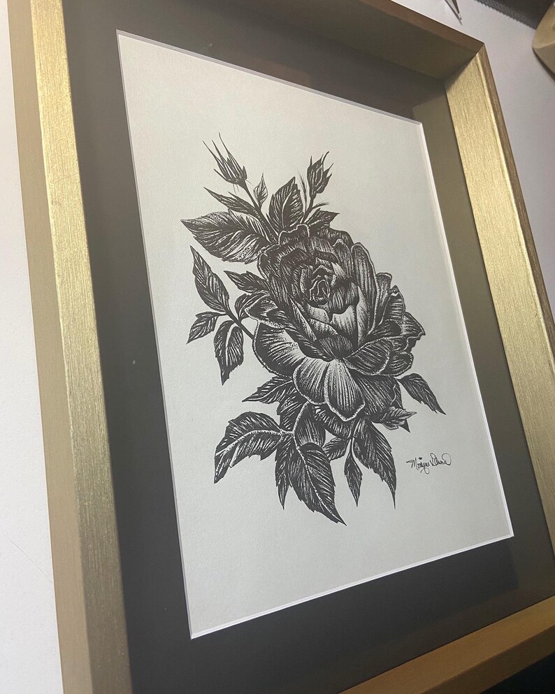 Rose Wall Art (pen Drawing Print) - Etsy
