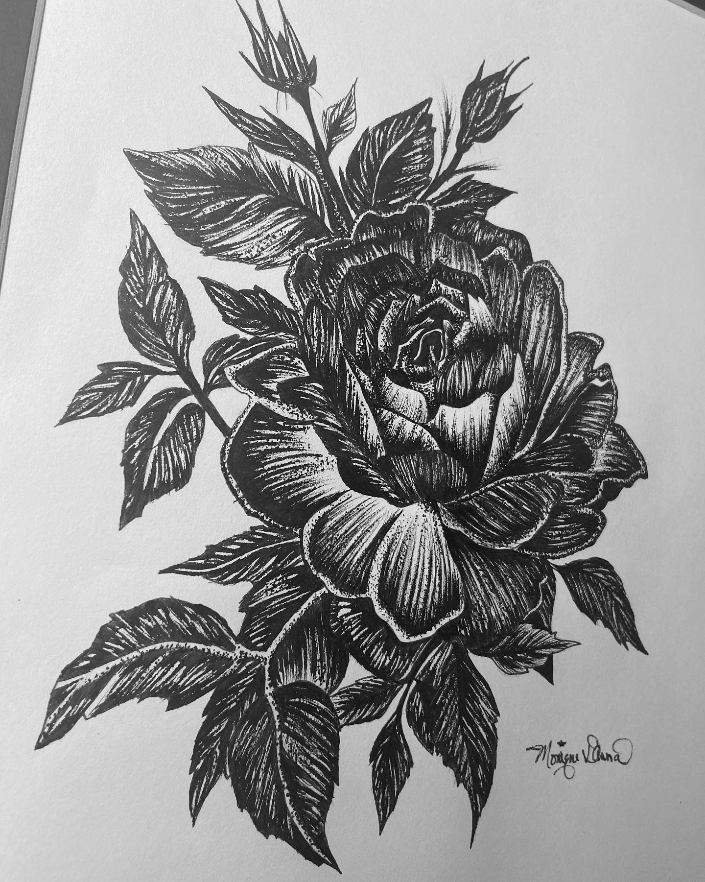 Rose Wall Art (pen Drawing Print) - Etsy