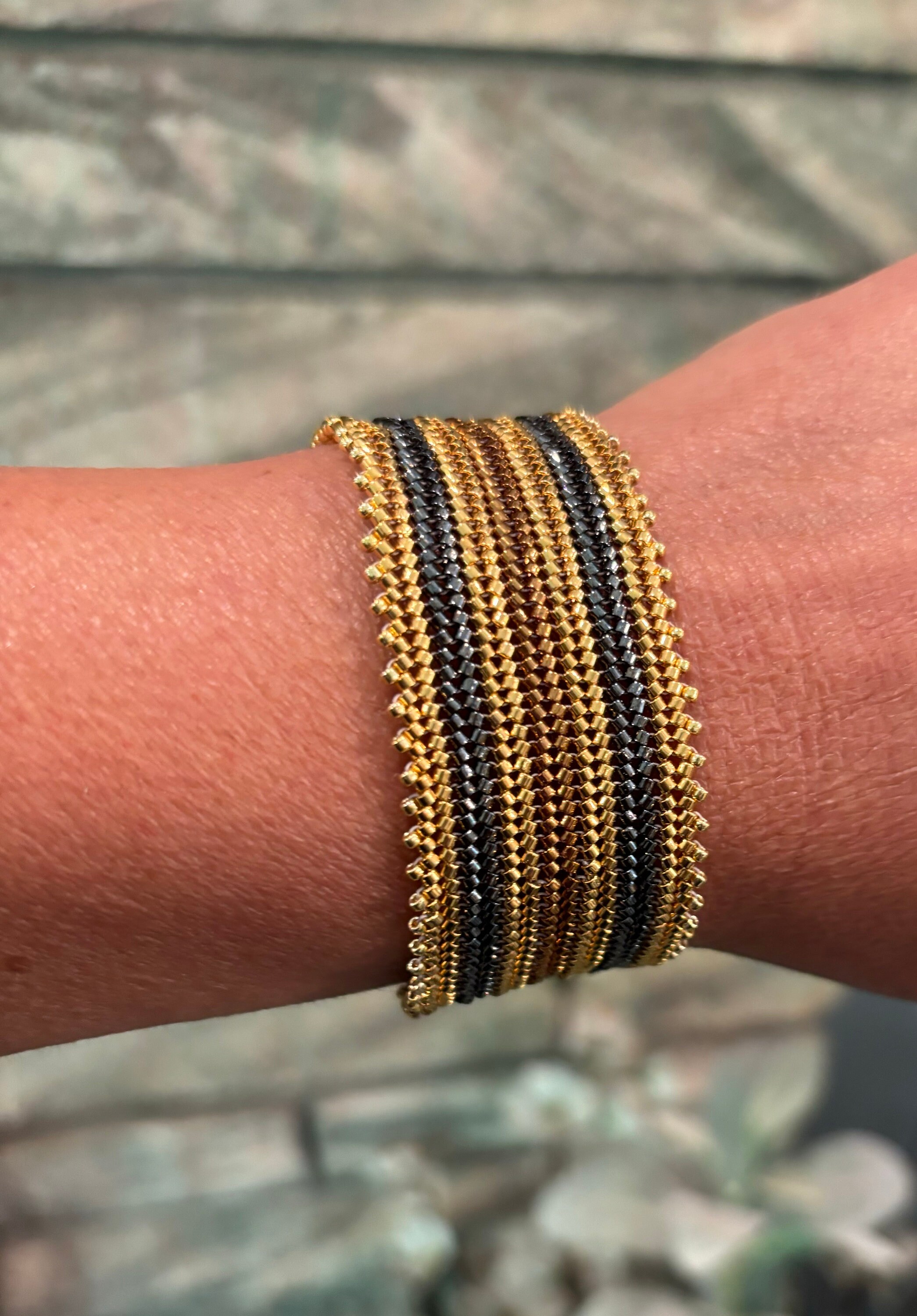 Herringbone Stitch Cuff Bracelet - Etsy