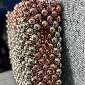 Silver & Rose Gold Beaded Handbag/shoulder Bag/crossbody/purse/clutch ...