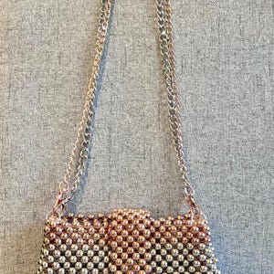 Silver & Rose Gold Beaded Handbag/shoulder Bag/crossbody/purse/clutch ...