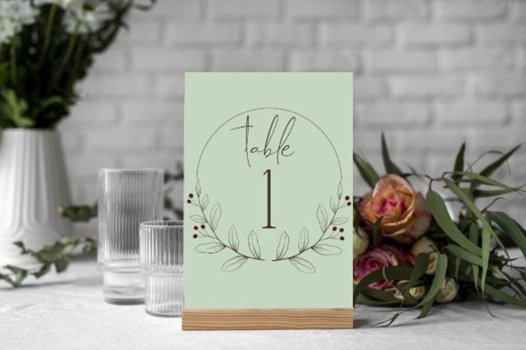 Sage Wedding Table Numbers Printable Table Numbers Template - Etsy