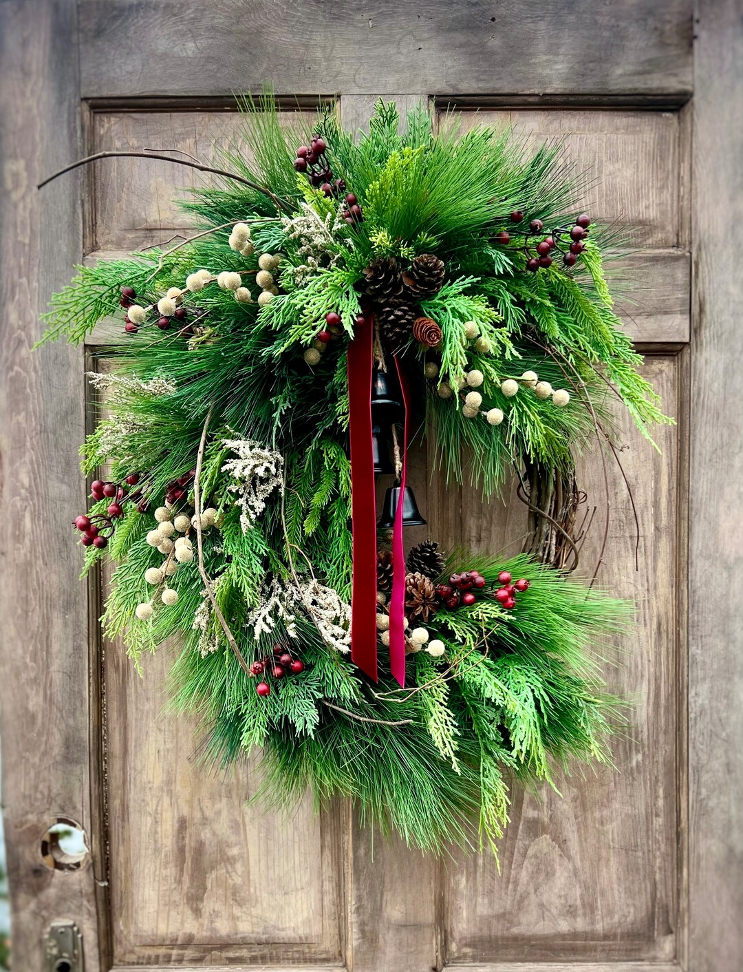 Large Woodsy Winter Wreath, Rustic Holiday Wreath, Christmas Wreath ...