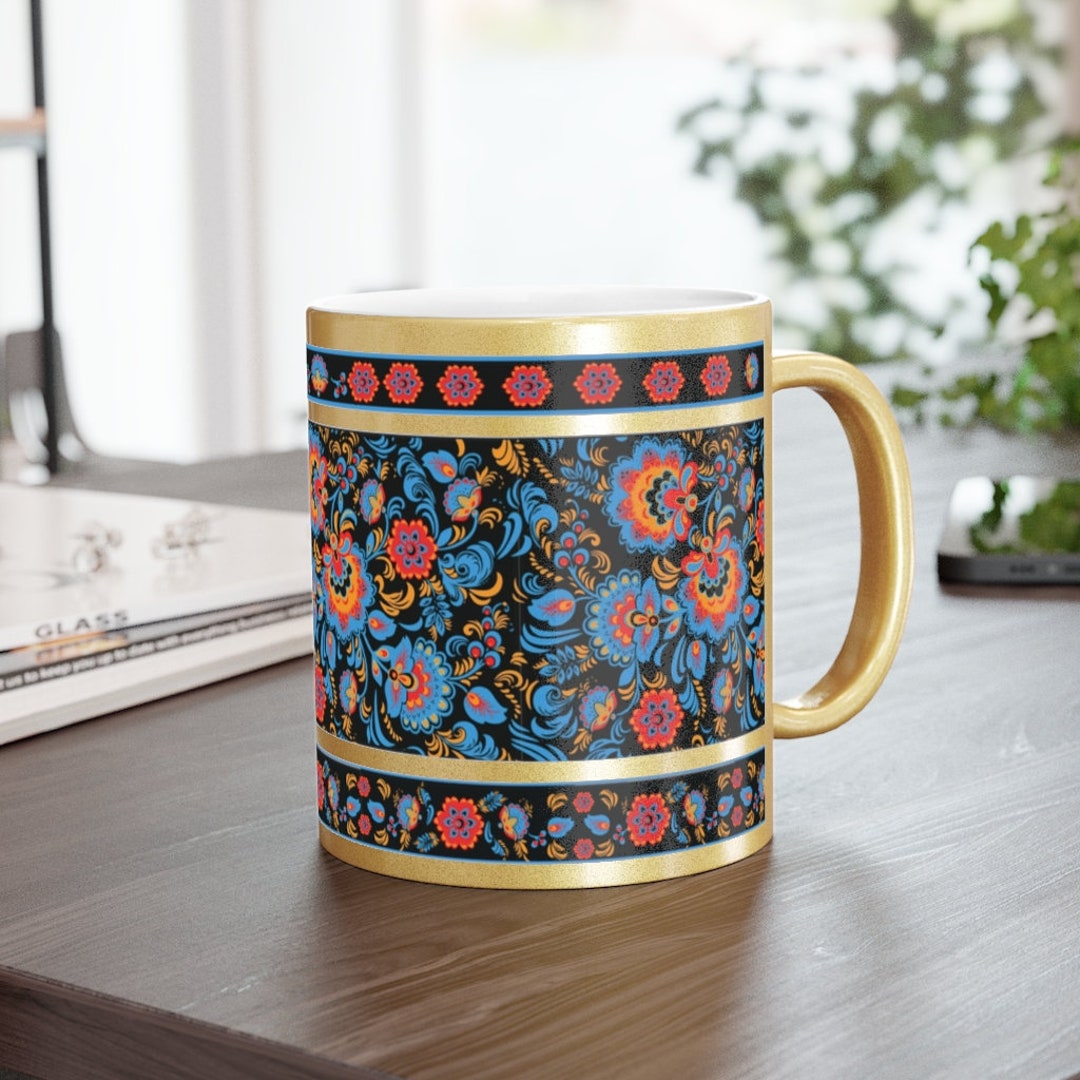 Russian Folk Art,metallic Mug (silvergold), Unique Coffee Mug, Russian ...