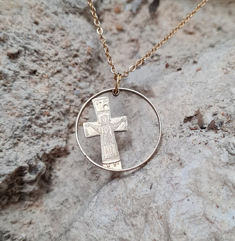 Cut Coin slovakia Coin Cross Coin Pendant With Necklace - Etsy