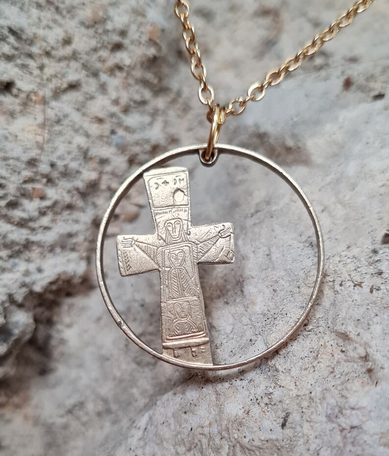Cut Coin slovakia Coin Cross Coin Pendant With Necklace - Etsy