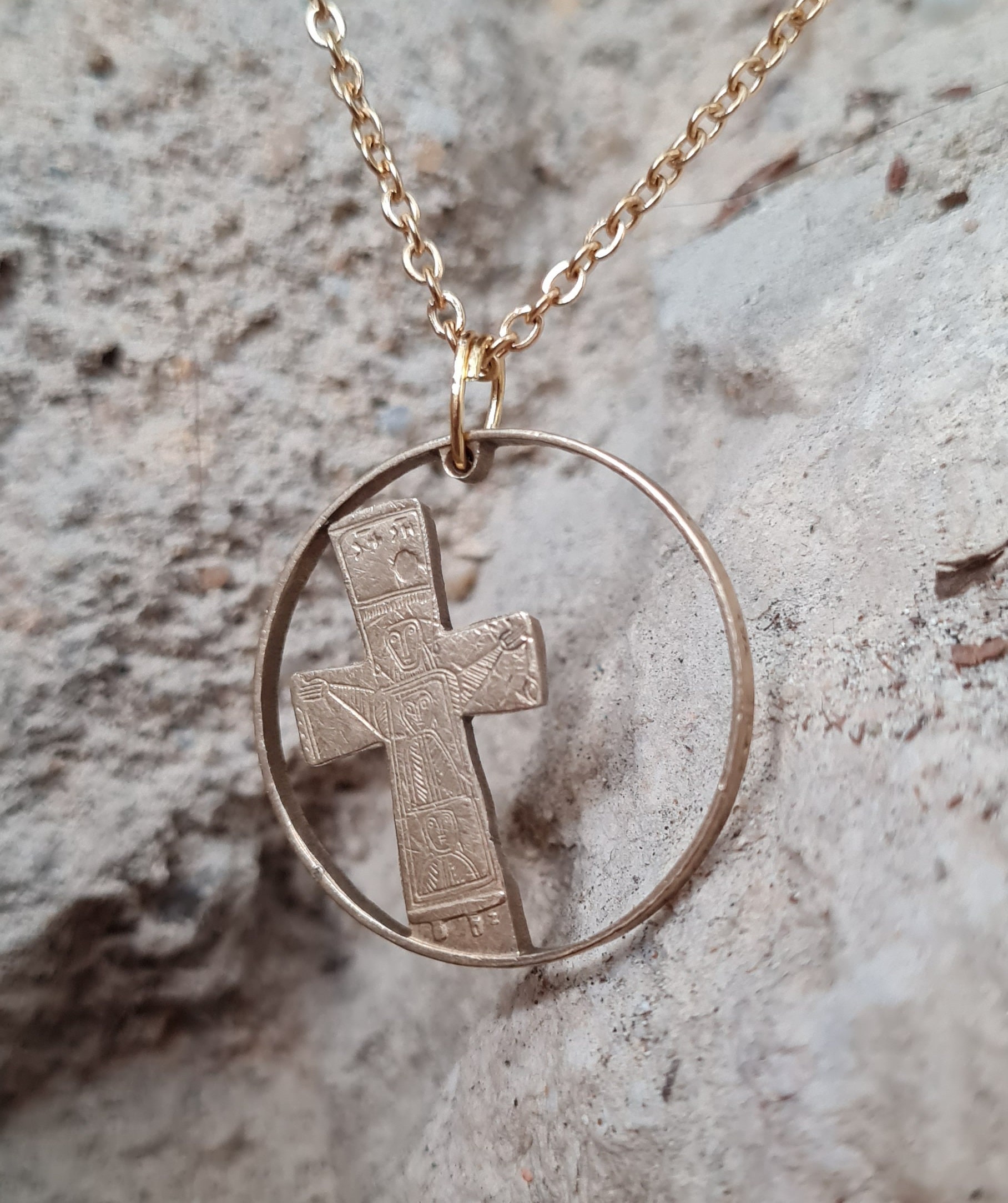 Cut Coin slovakia Coin Cross Coin Pendant With Necklace - Etsy