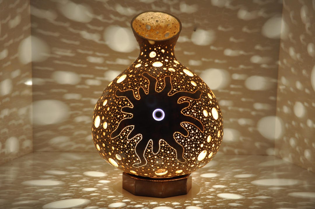 Octopus Gourd Lamp | Calabash Lamp, Handmade Lamp, Gourd Light ...