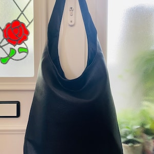 Black Vegan Leather Hobo Bag: Large Slouchy Shoulder Tote - Etsy