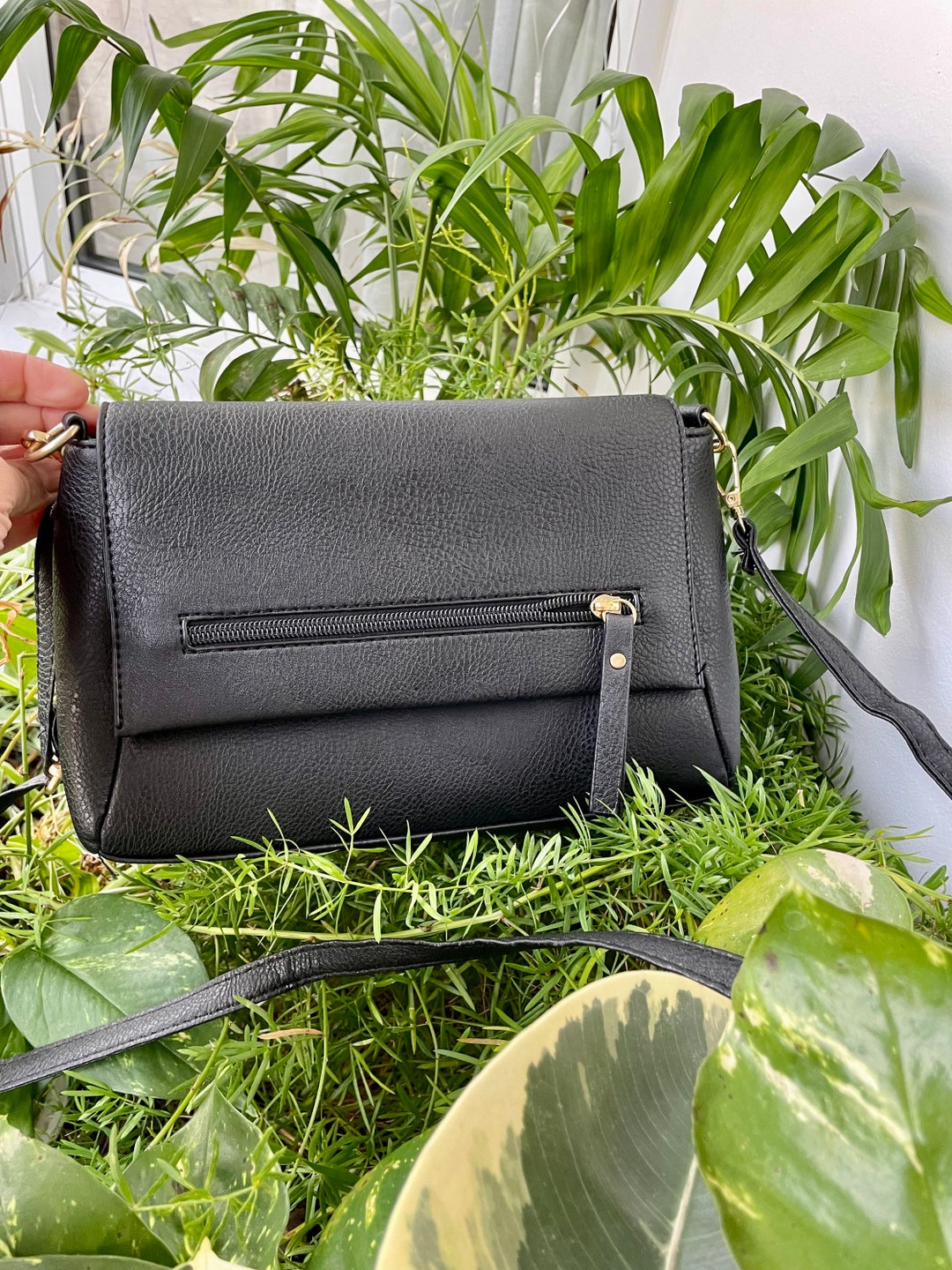 Vegan Leather Crossbody Bag: Flap Over Handbag With Detachable Strap - Etsy