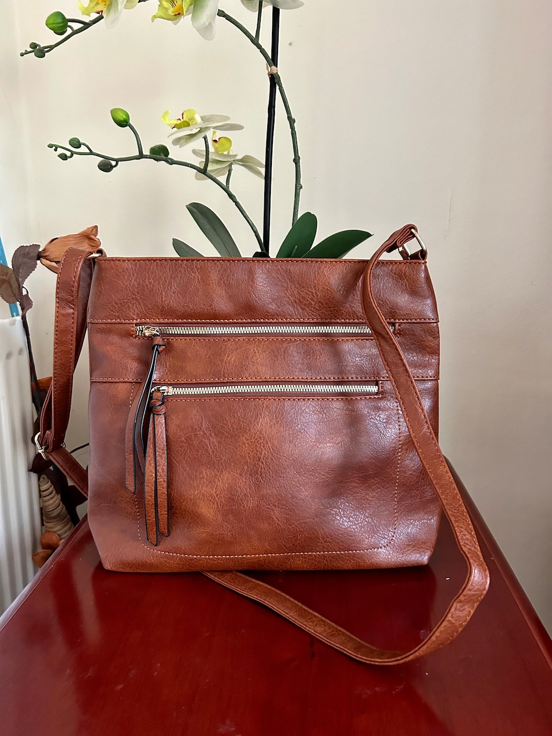 Vegan Leather Satchel Bag/ Multi Pocket Shoulder Bags /crossbody Bags ...