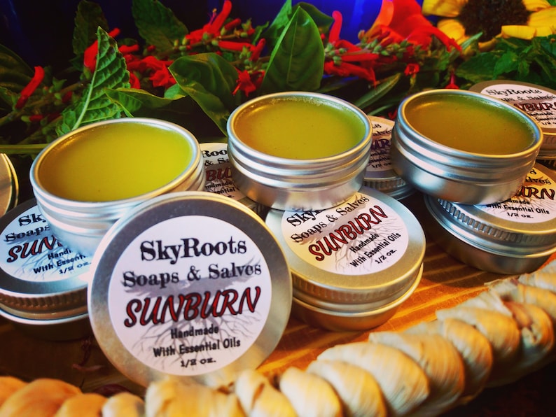 Sunburn Salve All-natural With Essential Oils, Herbs, Soothing Butters ...