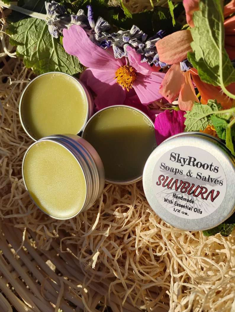 Sunburn Salve All-natural With Essential Oils, Herbs, Soothing Butters ...