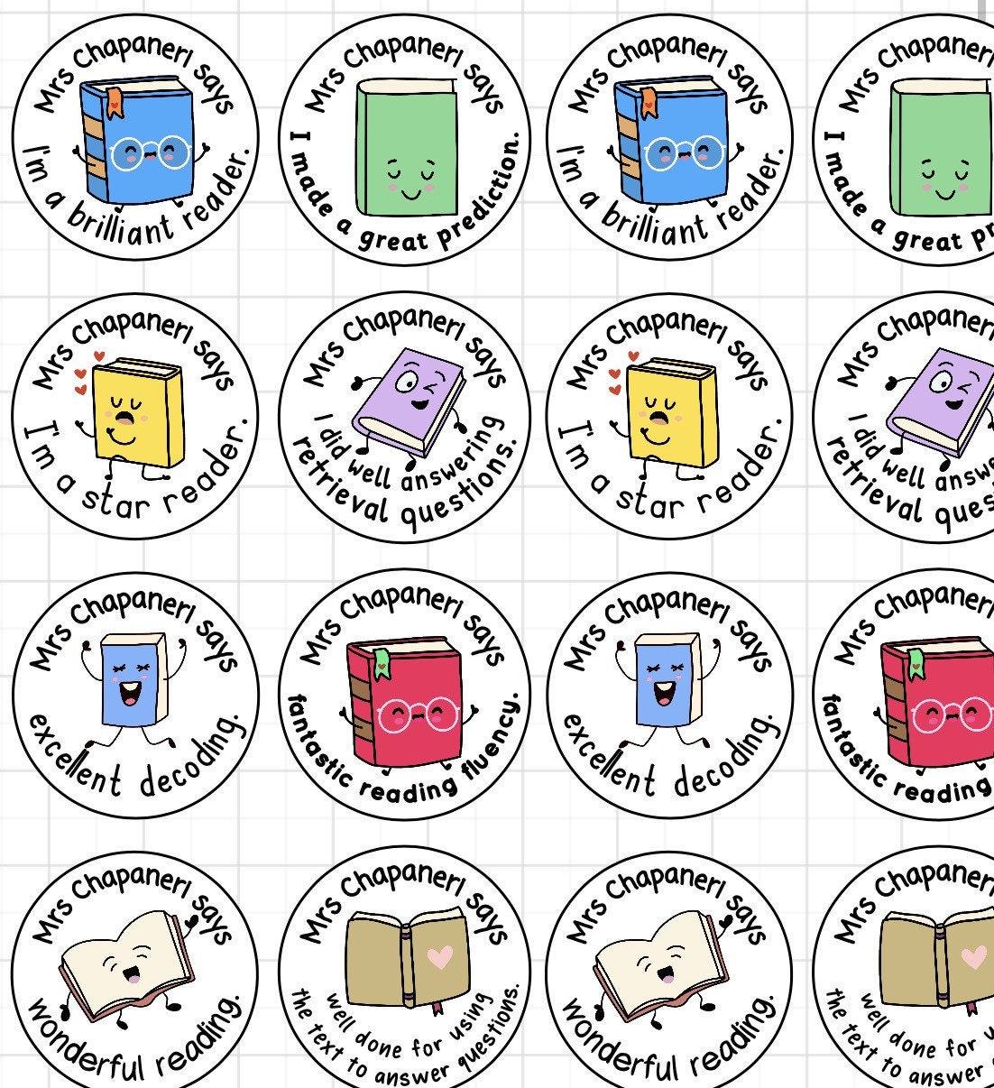 Personalised Reading Praise Stickers With Reading Domains, Teacher ...
