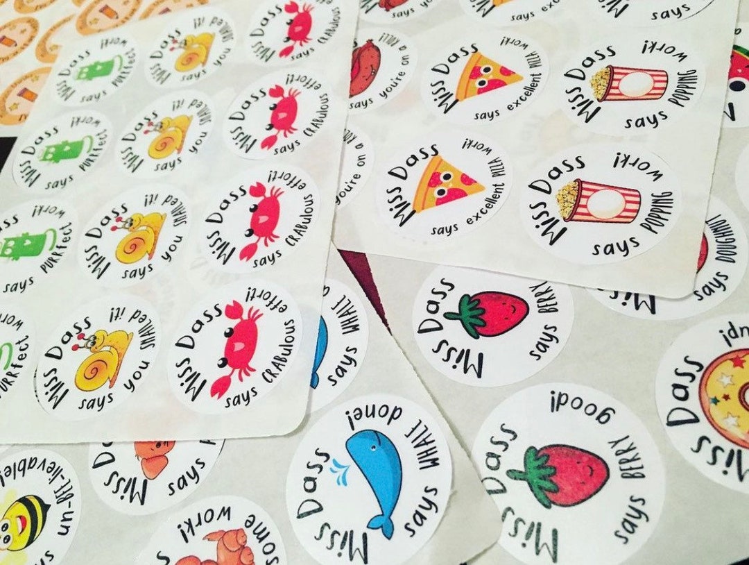 CUTE Circle Personalised Pun Praise Stickers, Teacher Stickers, Gift ...