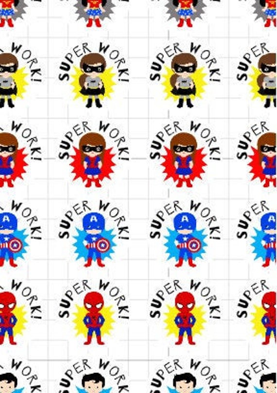 Circle superhero-themed praise stickers | Etsy