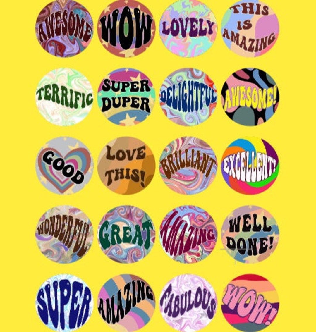 Retro Groovy Positive Affirmation Stickers Reward Teacher - Etsy