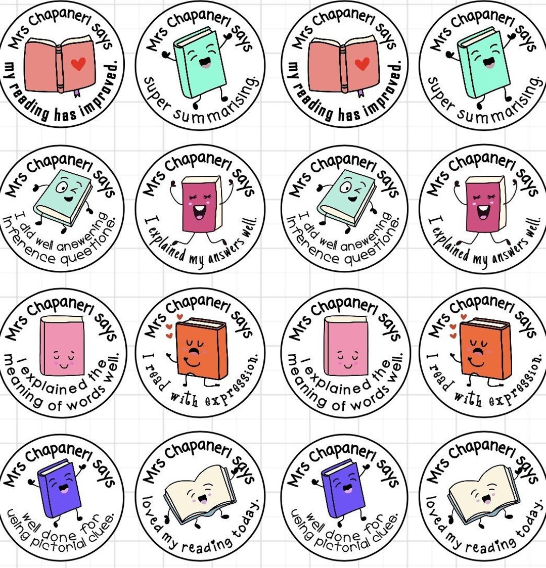 Personalised Reading Praise Stickers With Reading Domains, Teacher ...