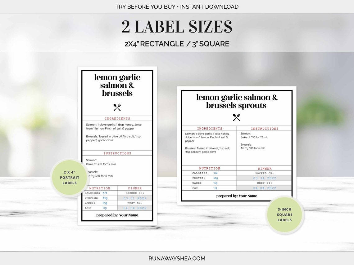 Editable Meal Plan Labels for Meal Prep Containers Freezer Meal Planner ...