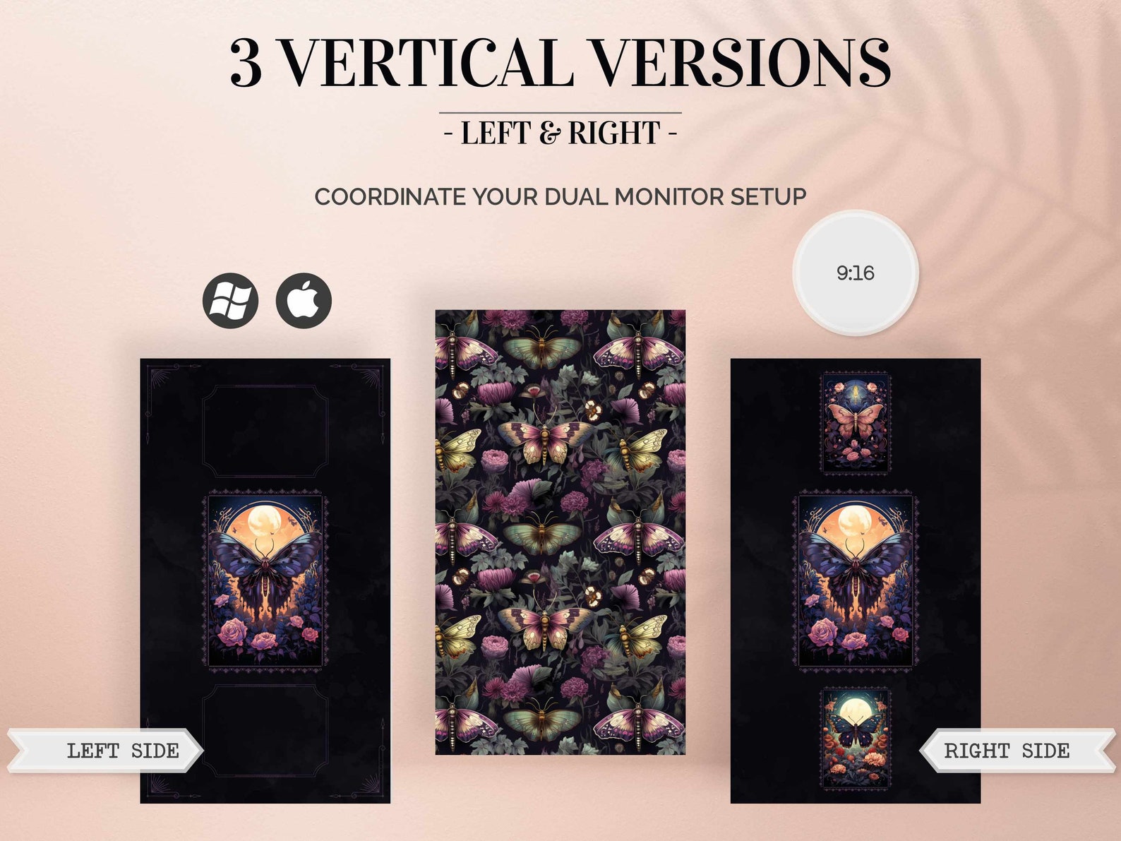 Desktop Organizer Moon Moth Wallpaper Vintage Gothic Art Dark Academia ...