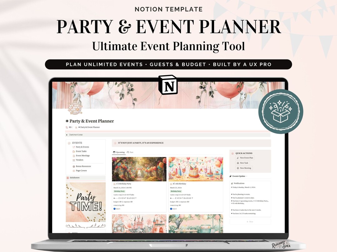 Notion Template Event Planner - Digital Party Planning Template, Guest ...