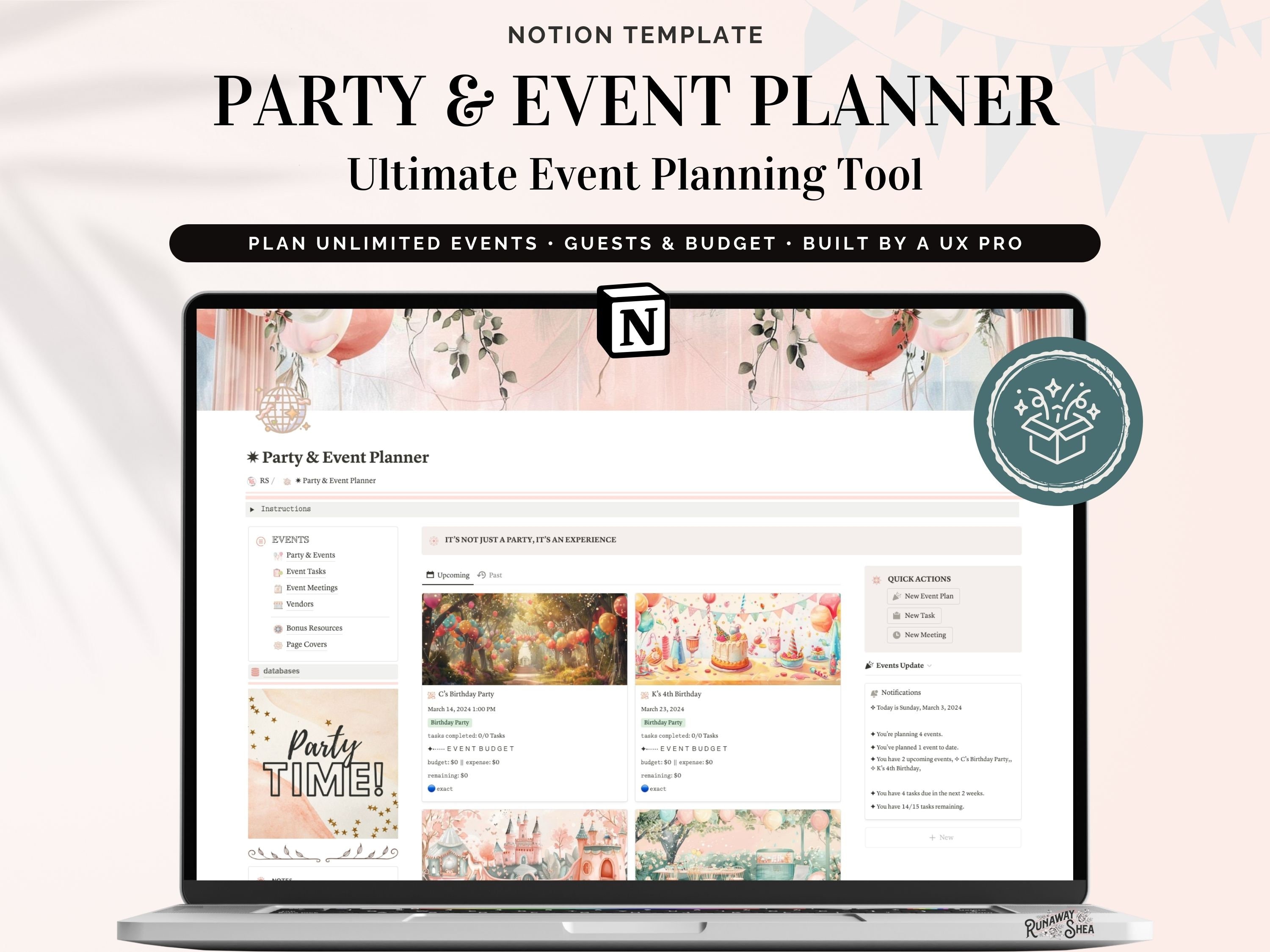 Notion Template Event Planner - Digital Party Planning Template, Guest ...