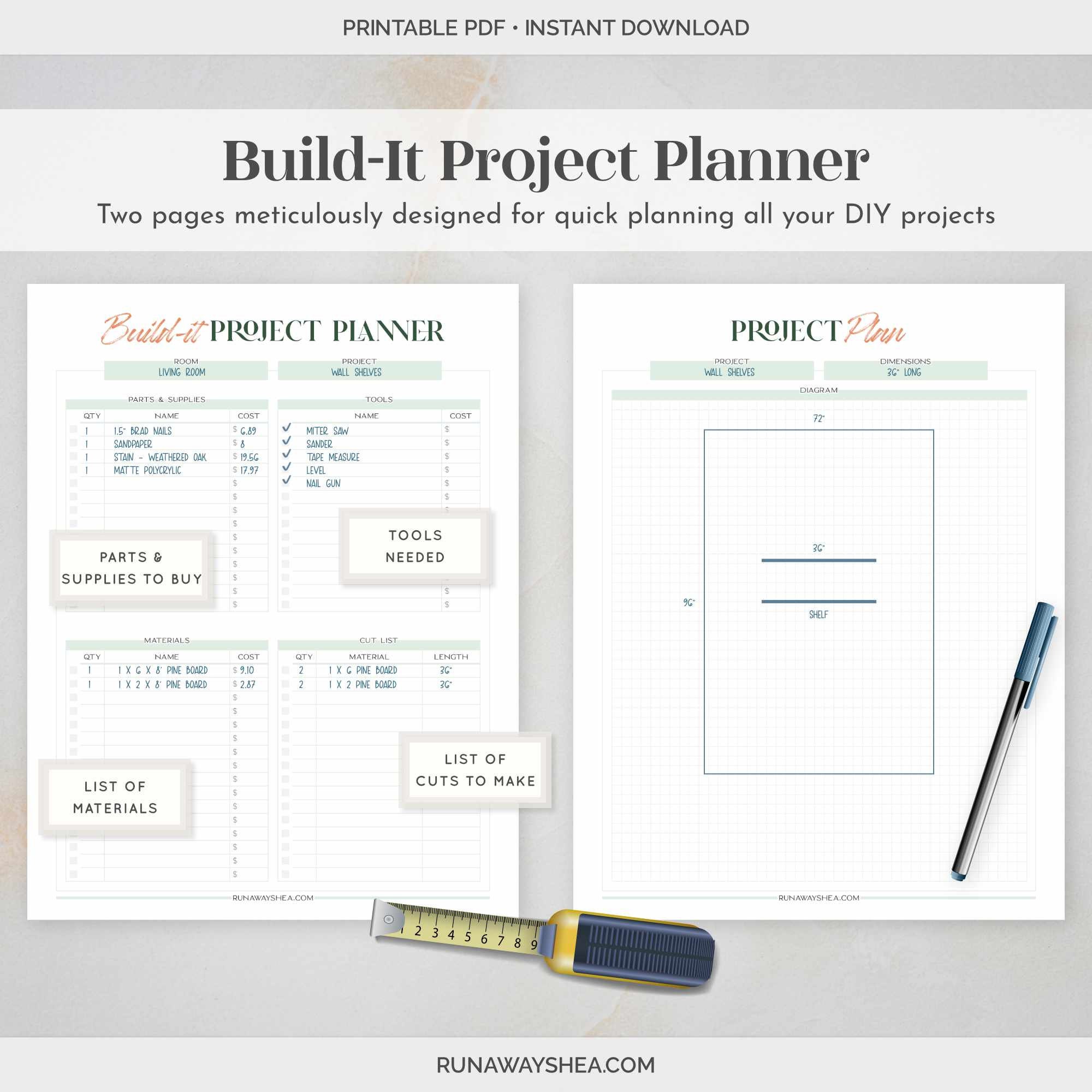 DIY Home Project Planner Printable Mini Plan and Design Your Home ...