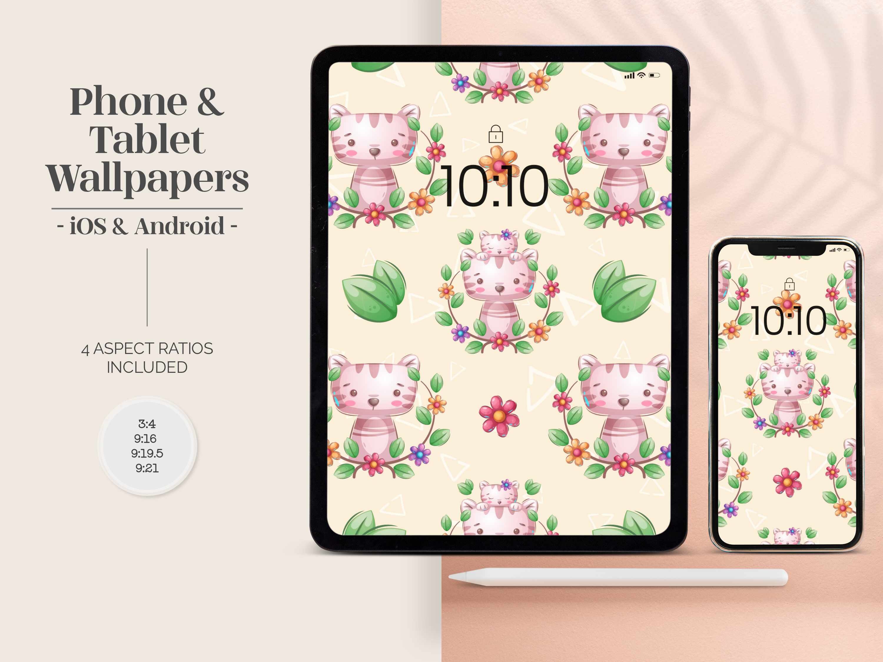 Desktop Organizer Kawaii Kitten Wallpaper Cute Illustrated Kitty Cats ...