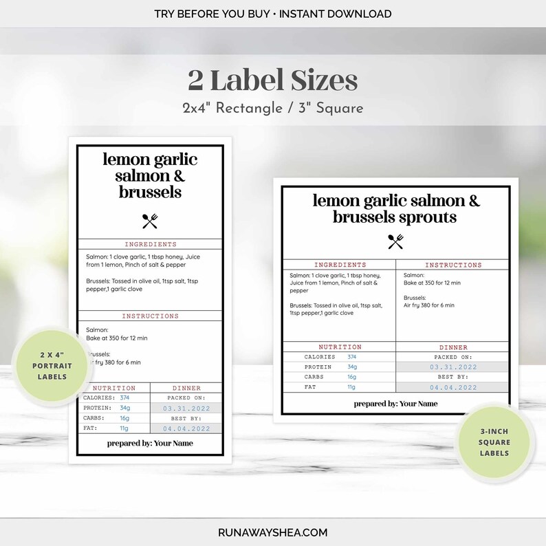 Editable Meal Plan Labels for Meal Prep Containers Freezer - Etsy