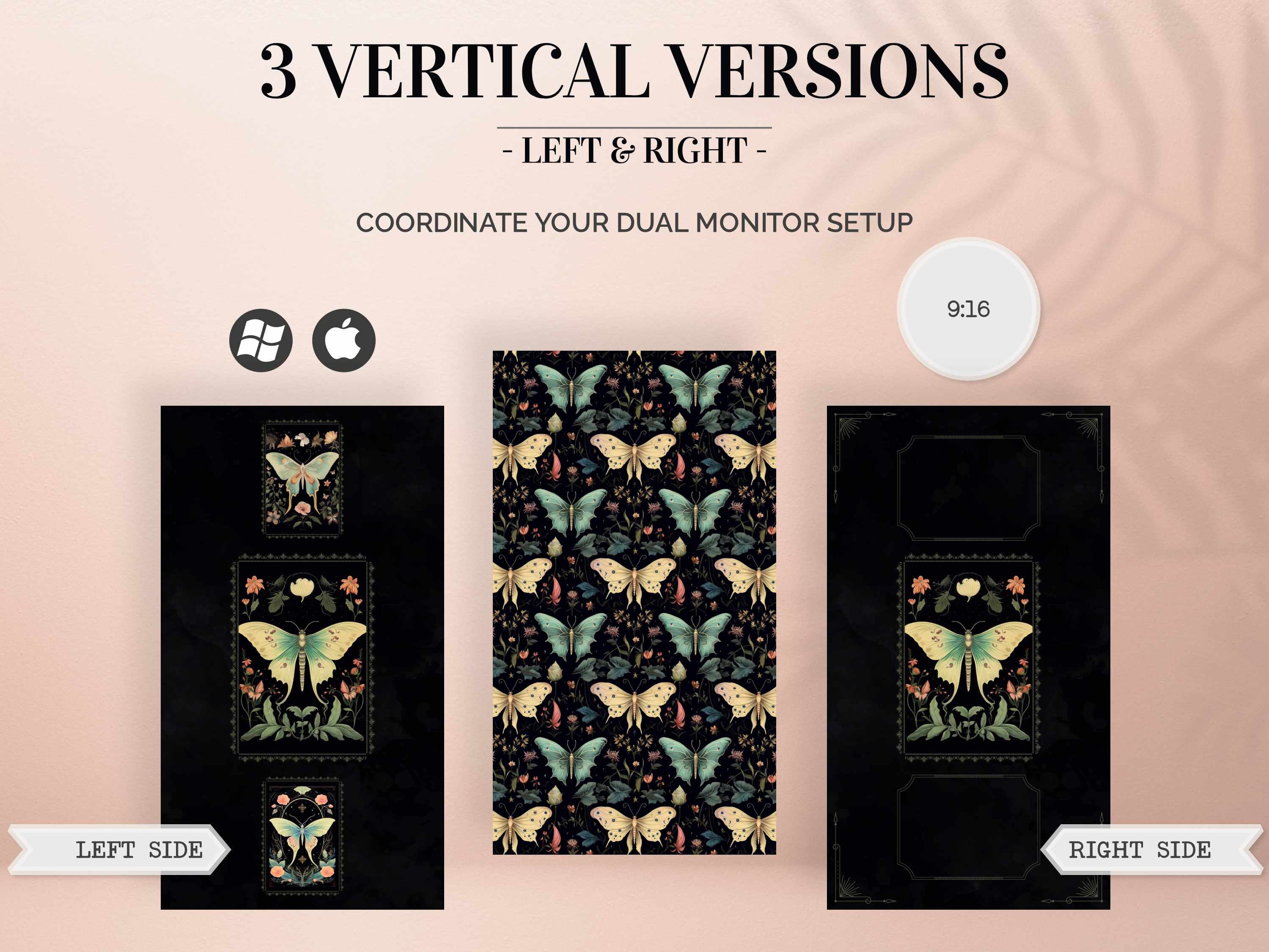 Desktop Organizer Luna Moon Moth Wallpaper - Vintage Gothic Art Dark ...