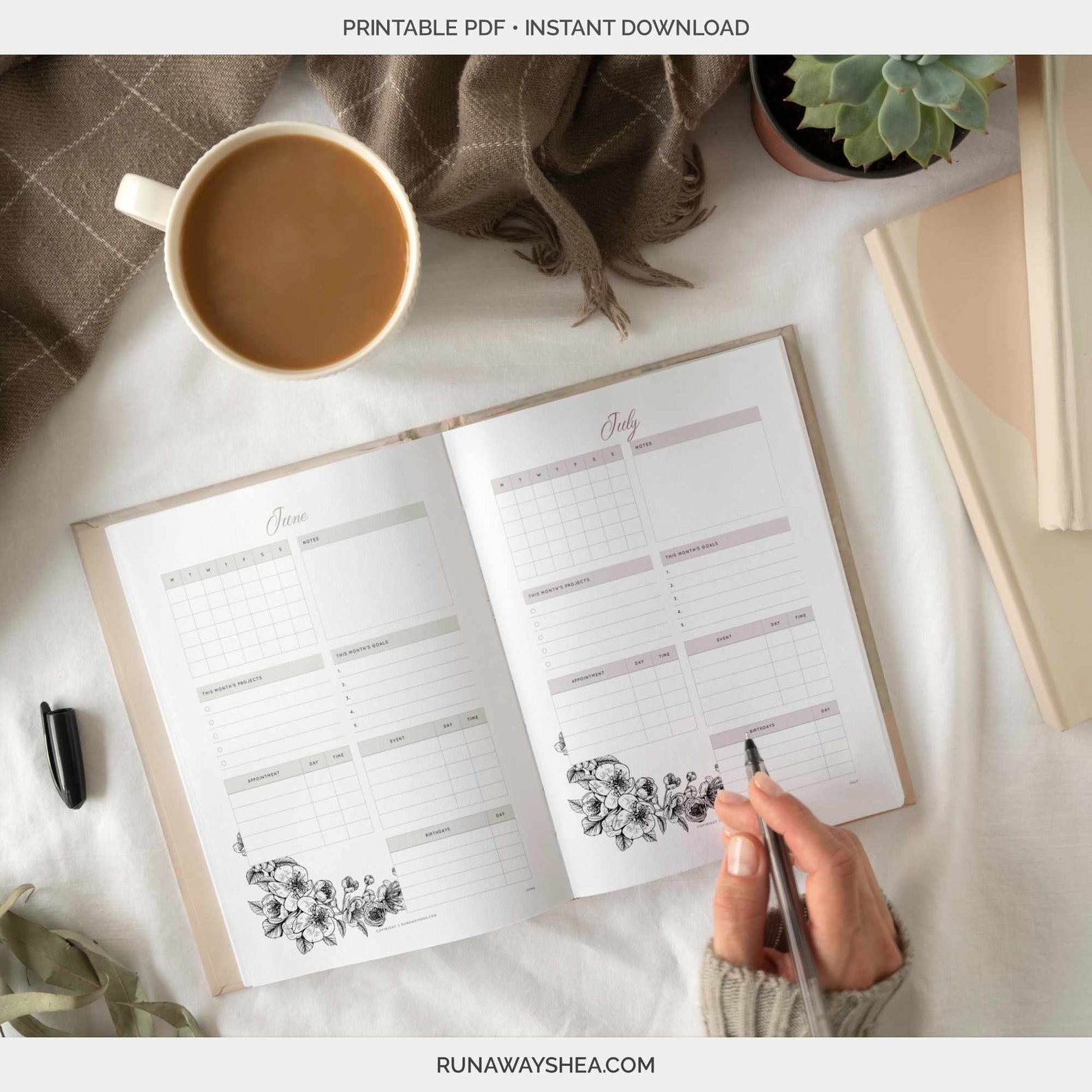 Monthly Overview Planner Printable 12 Month at a Glance - Etsy